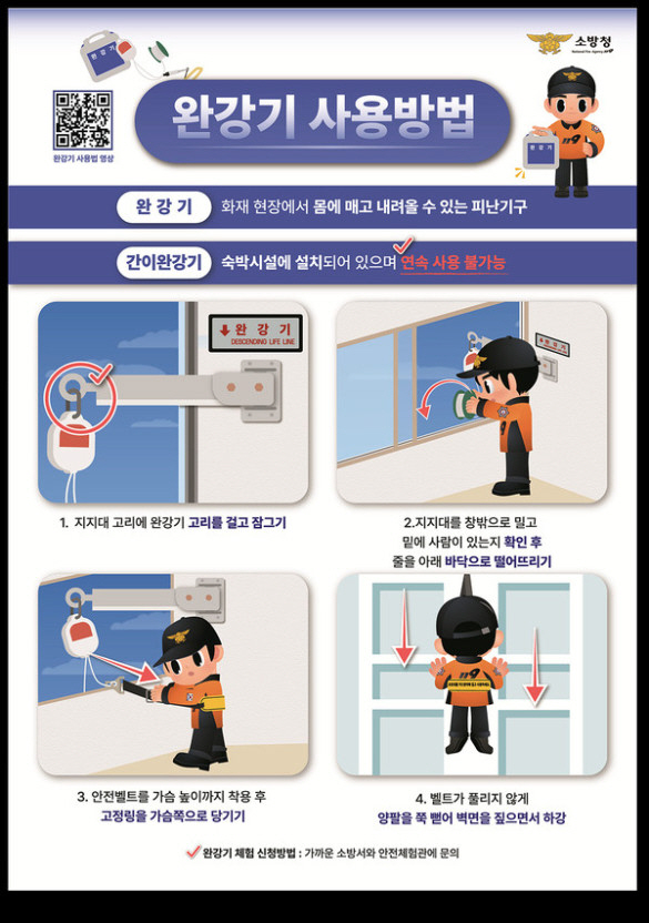 광주 남부소방, 피난기구 완강기 사용법 홍보